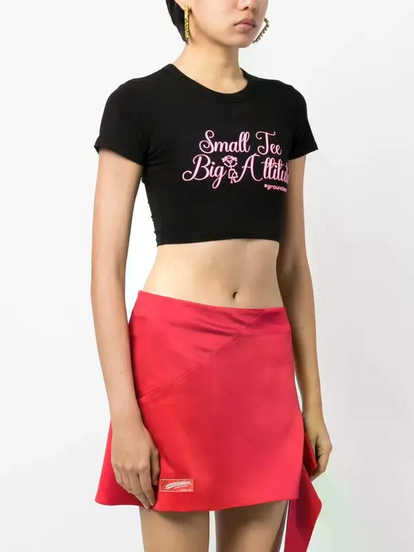 GROUND ZERO Slogan Print Cropped T-shirt