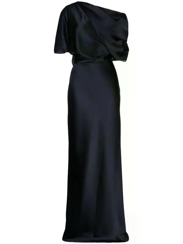 Amsale Off-shoulder Draped Gown - Blue