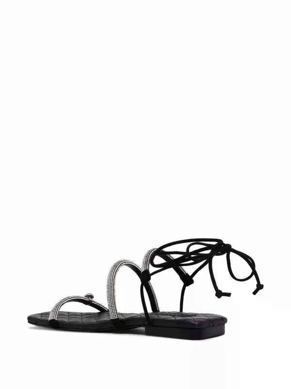 Philipp Plein Maltese Flat Crystal Sandals - Black