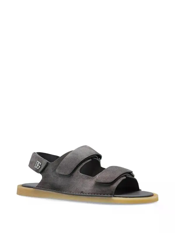 Dolce & Gabbana Touch-strap Leather Sandals - Grey