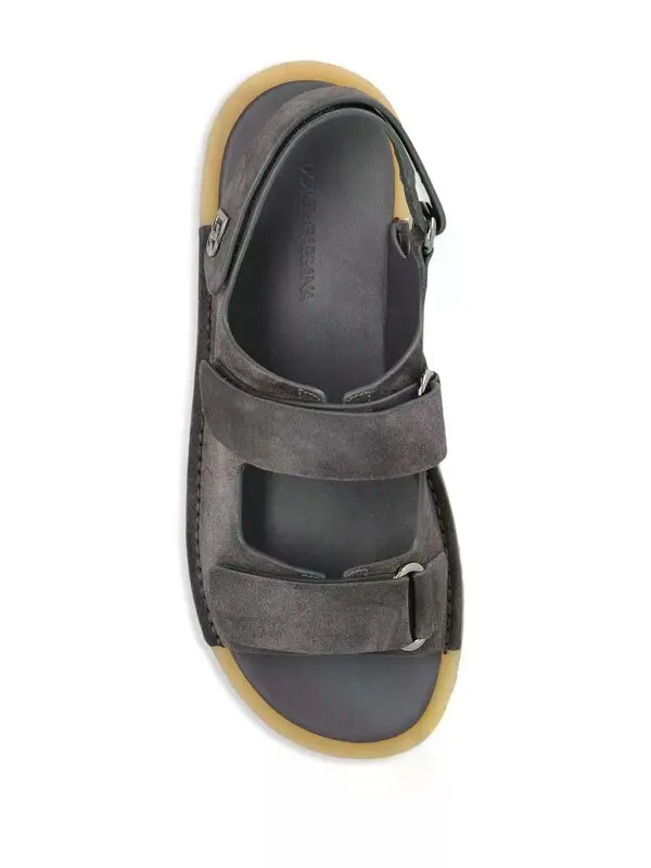 Dolce & Gabbana Touch-strap Leather Sandals - Grey