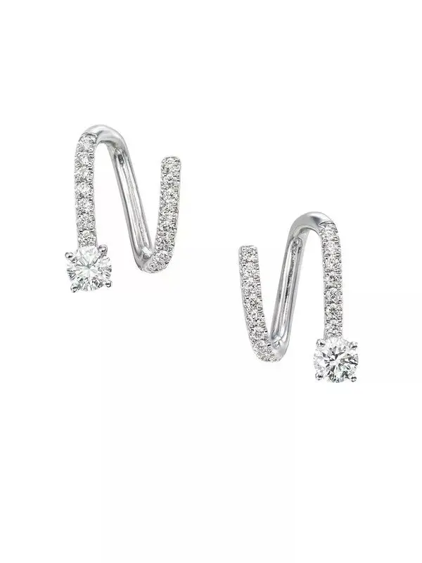ANITA KO 18kt White Gold Diamond Spiral Earrings - Silver