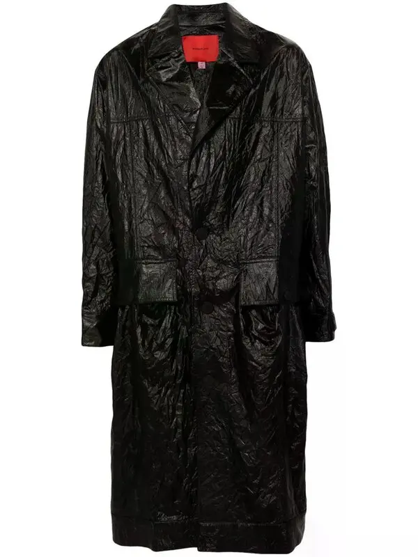 Eckhaus Latta Crinkled Single-breasted Trench Coat