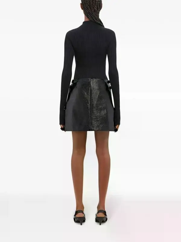 COURREGES Buckled Coated A-line Miniskirt
