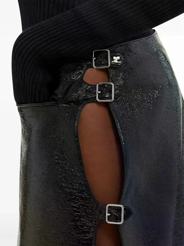 COURREGES Buckled Coated A-line Miniskirt