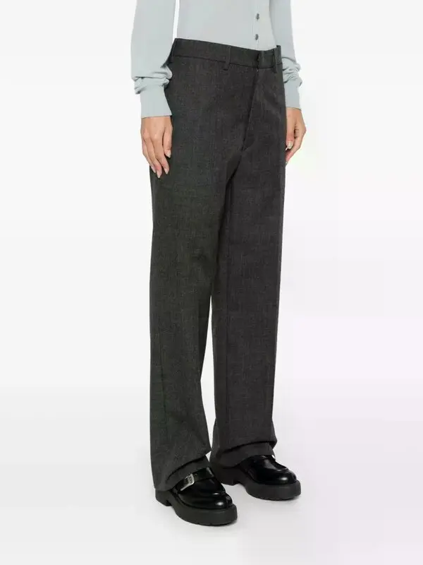 Miu Miu Dark Virgin Wool Logo Patch Trousers