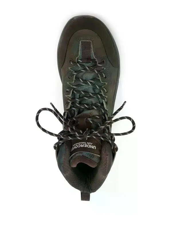 Undercover Camouflage Print Lace-up Ankle Boots - Brown