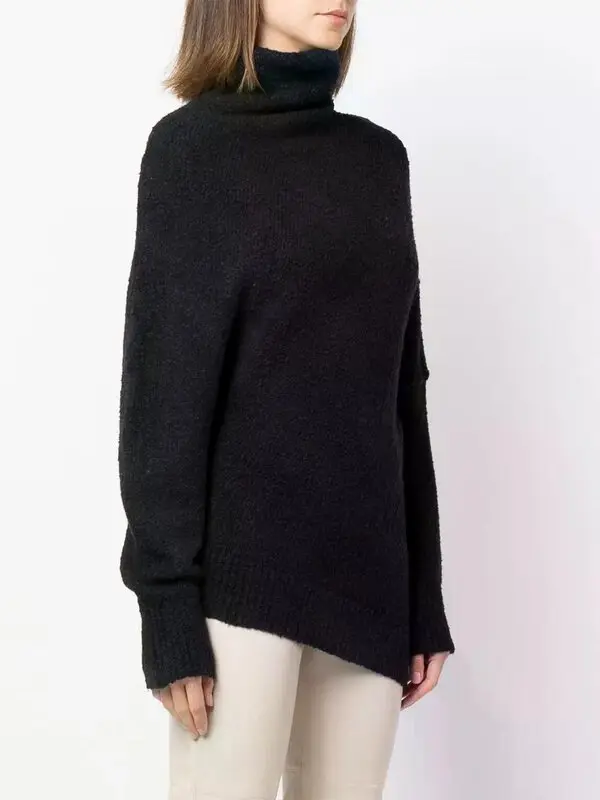 Proenza Schouler Fuzzy Bouclé Asymmetric Sweater - Black