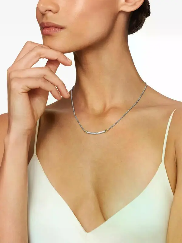 David Yurman Sterling Pavé Diamond Station Necklace