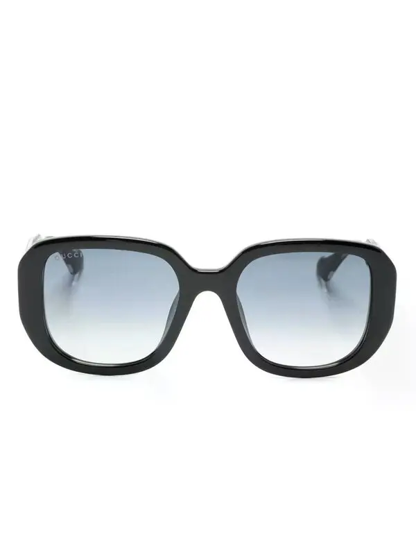 Gucci Interlocking G Oversize Frame Sunglasses - Black