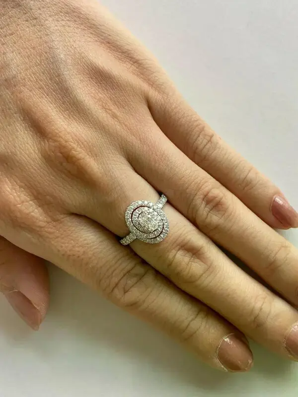HYT JEWELRY Platinum Diamond Oval Engagement Ring