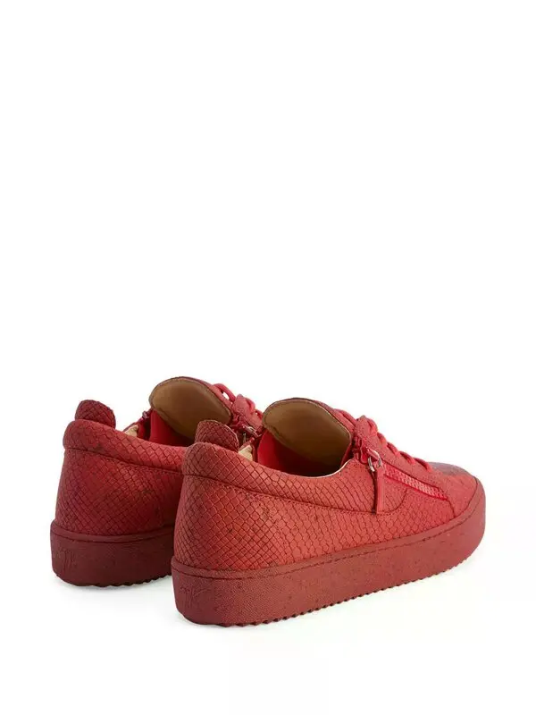 GIUSEPPE ZANOTTI Frankie Snakeskin-effect Low-top Sneakers - Red