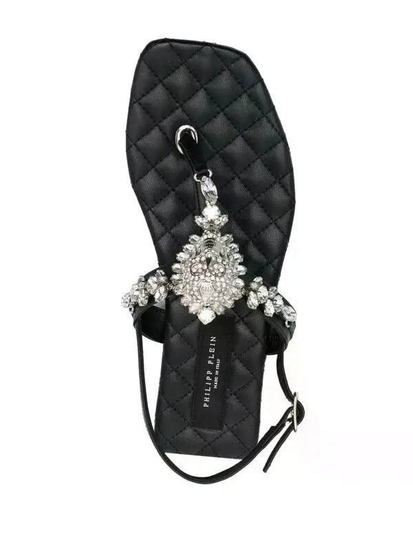 Philipp Plein Crystal-skull Leather Sandals