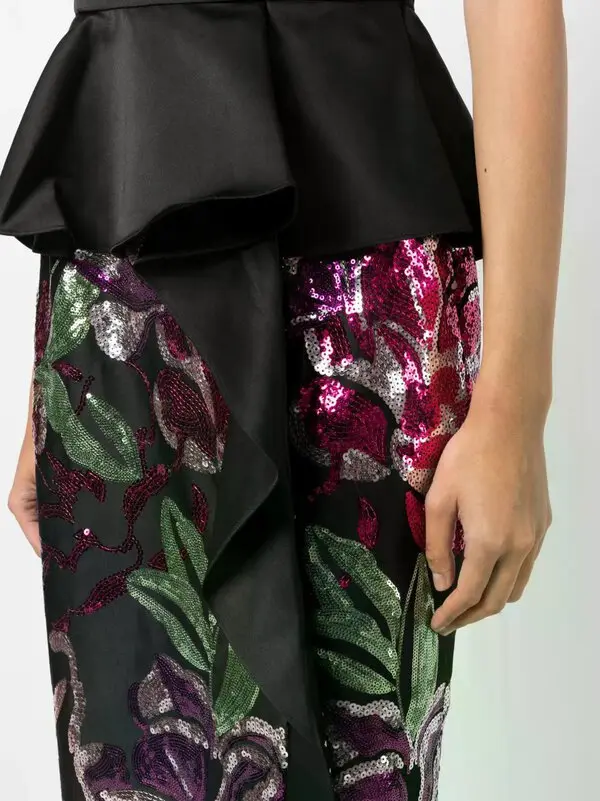 Marchesa One-shoulder Sequin Embellishment Dress