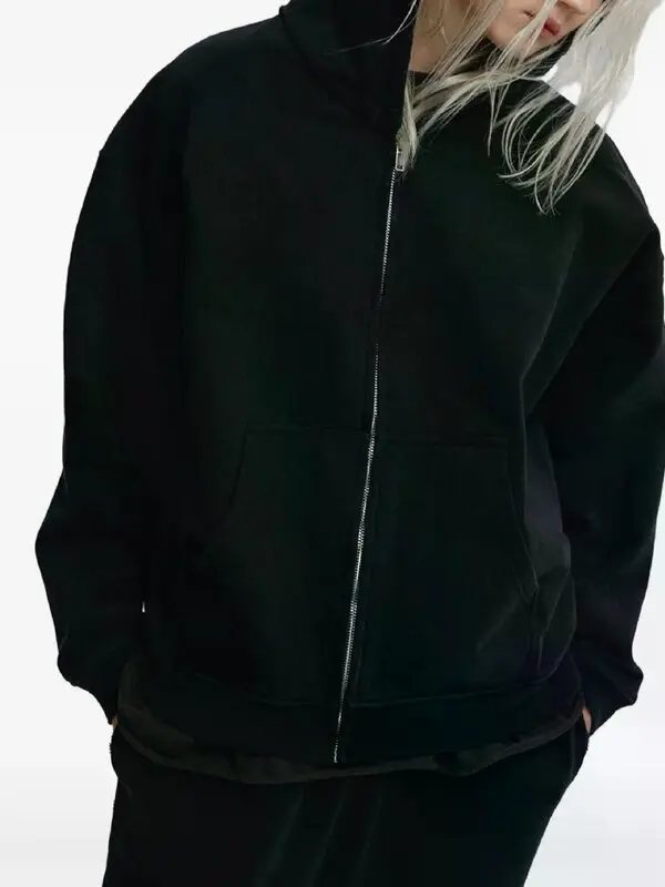 MAINLESS Zip-up Hoodie With Distressed Finish - Black
