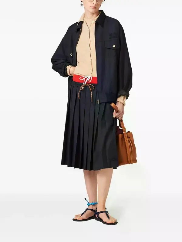 Miu Miu Intarsia-knit Logo Cardigan - Neutrals