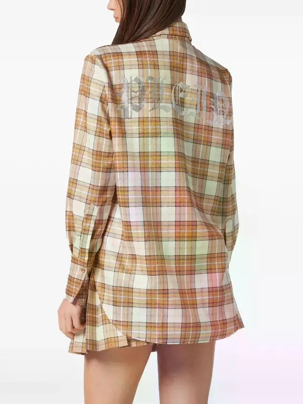 Philipp Plein Embellished Collar Checked Shirt