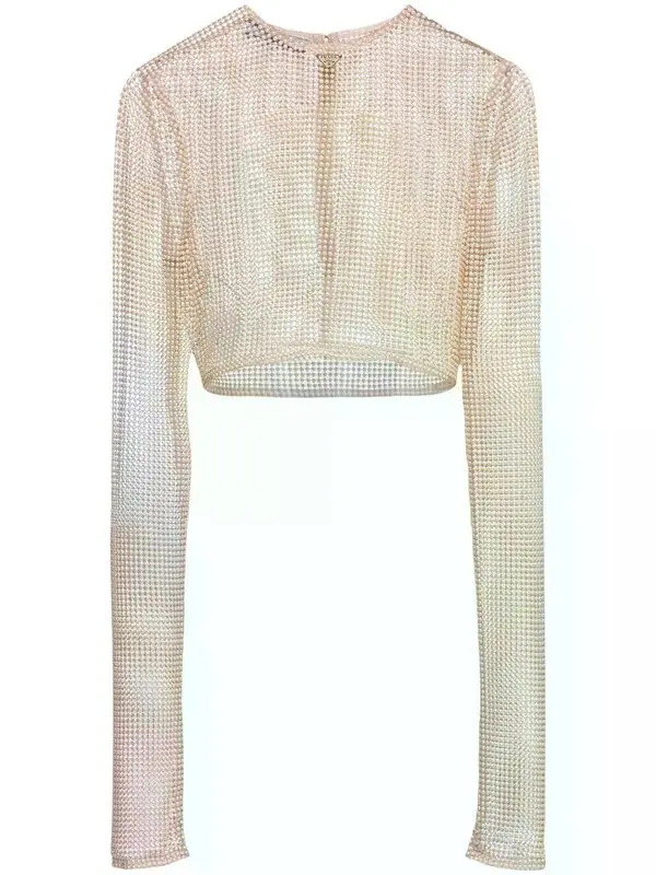 Prada Pearl-embellished Mesh Top