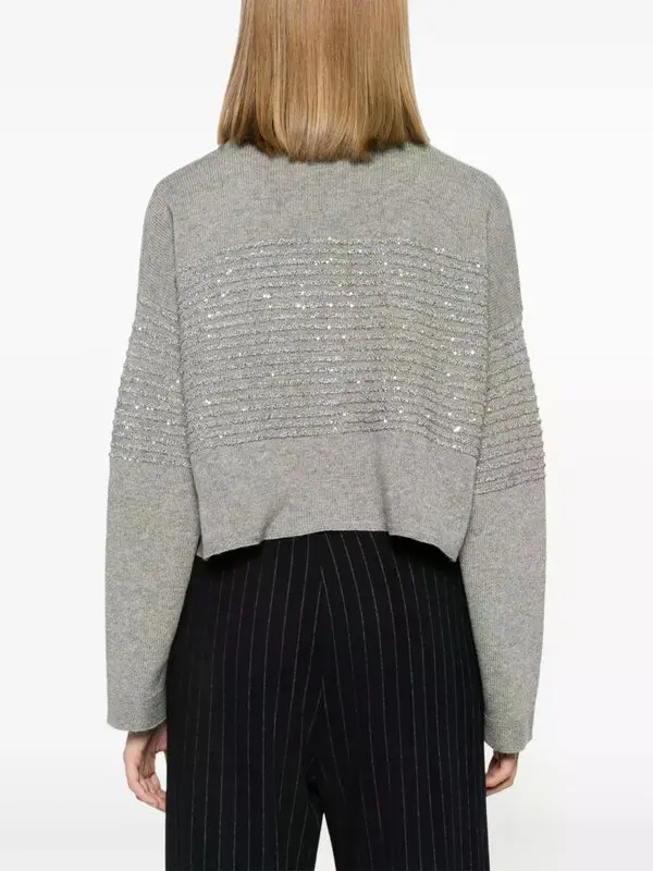 TWINSET Sequined Stripe Roll Neck Jumper
