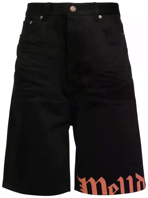 We11Done Logo Print Bermuda Shorts - Black