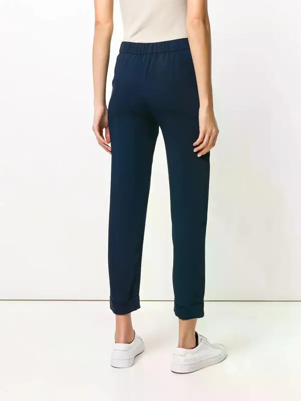 P.a.r.o.s.h Cropped Trousers With Rolled Hem - Blue