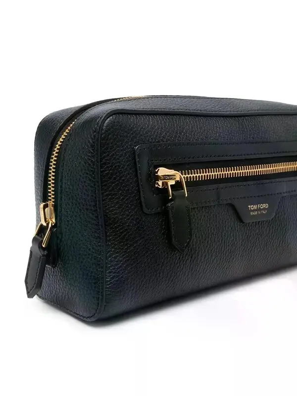 TOM FORD Grained-leather Logo-stamp Wash Bag