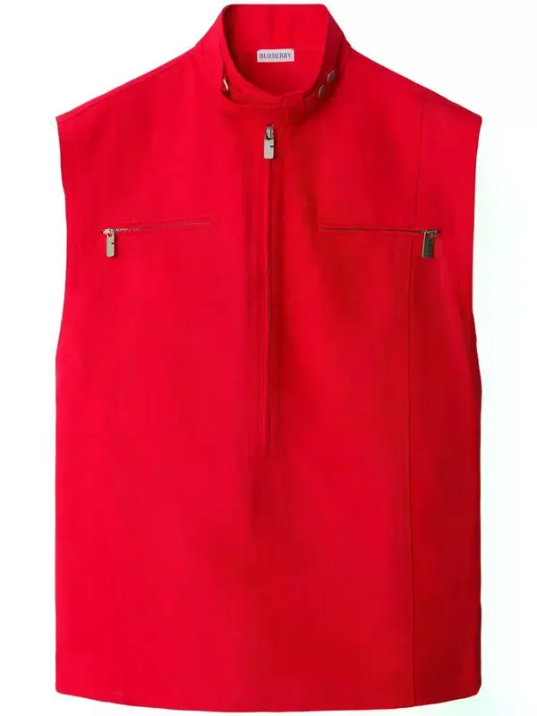 Burberry Half-zip Canvas Tank Top - Red
