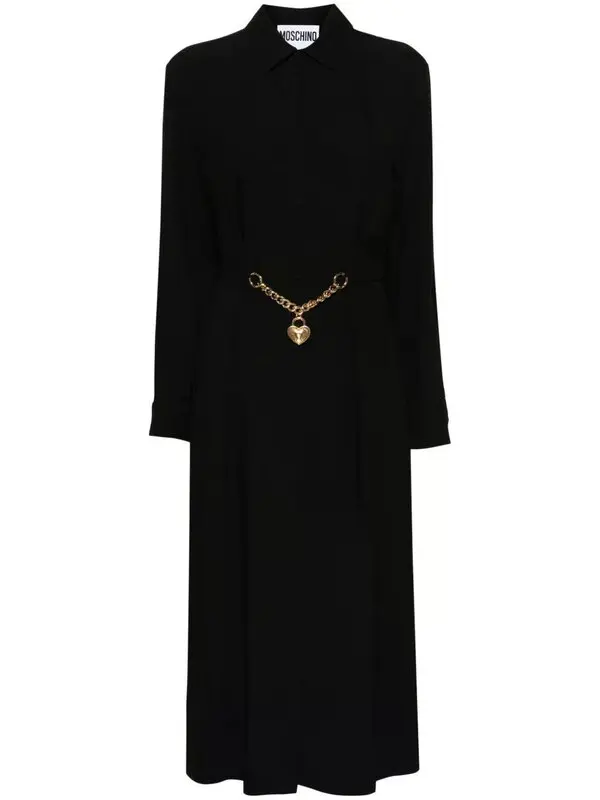 Moschino Heart-padlock Belted Shirtdress - Black