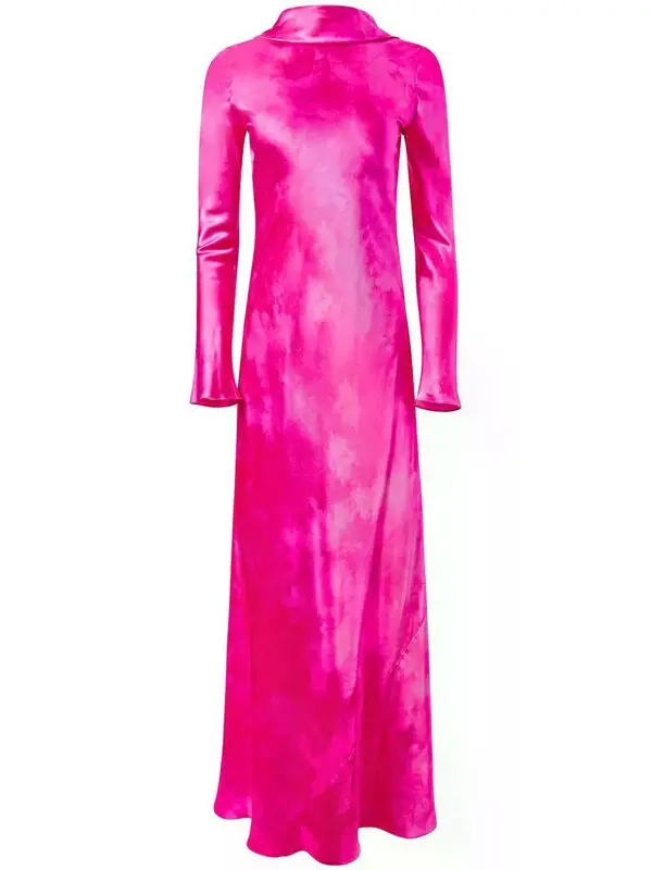 Alejandra Alonso Rojas Fuchsia Cowl Back Silk Gown