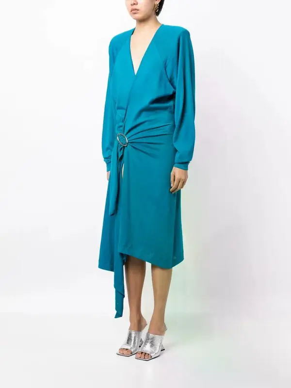 Attico Wool Midi Wrap Dress