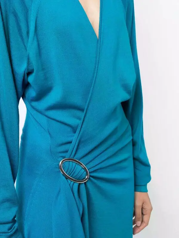 Attico Wool Midi Wrap Dress