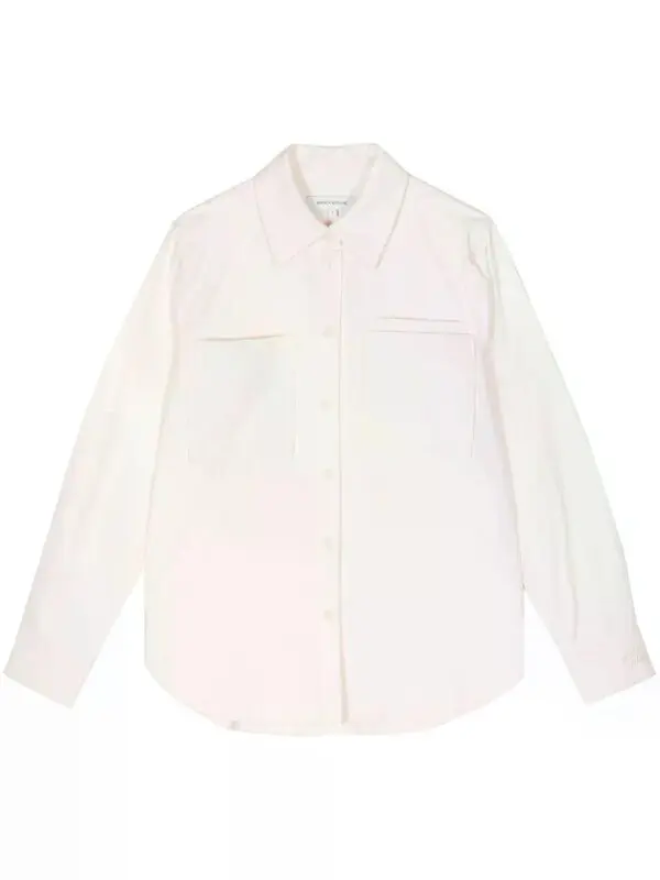 Maison Kitsuné Cotton Shirt With Embroidered Logo - Neutrals