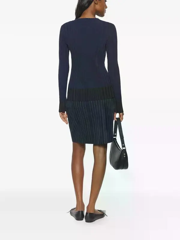 Maison Kitsuné Ribbed Long Sleeve Sweater With Contrasting Hem - Blue