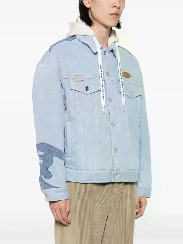 AAPE BY *A BATHING APE Embroidered Denim Jacket With Drawstring Hood