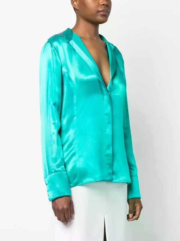 GENNY Stud Embellished Satin Shirt