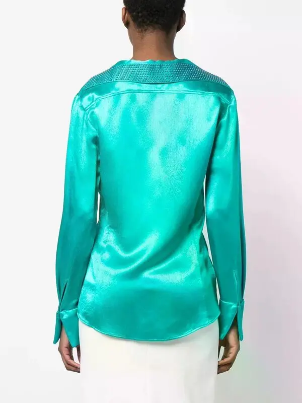 GENNY Stud Embellished Satin Shirt