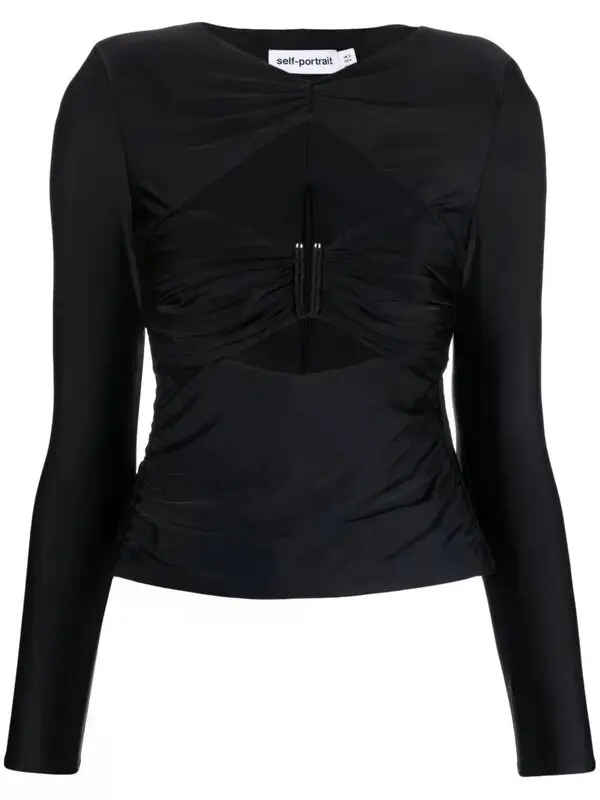 SELF-PORTRAIT Ruched Cut-out Top