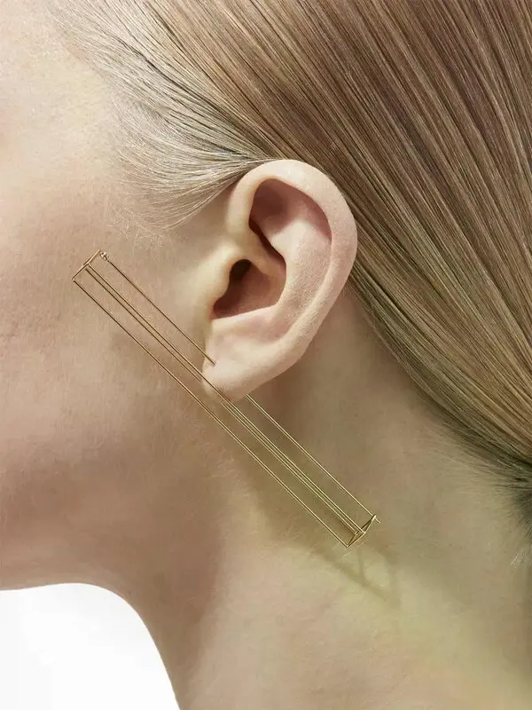 Shihara 18kt Yellow Rectangle Pierce 90 Earring