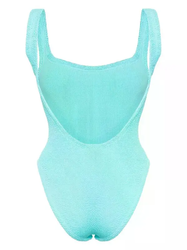 Hunza G Square-neck Crinkled One-piece Swimsuit - Blue