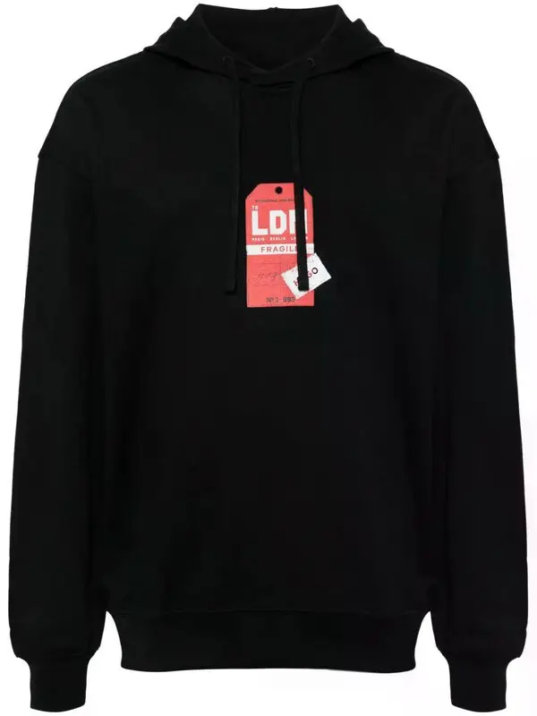 Hugo Graphic-print Cotton Hoodie - Black
