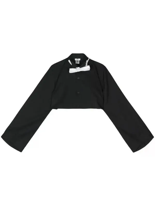Noir Kei Ninomiya Cropped Bow Detail Shirt - Black