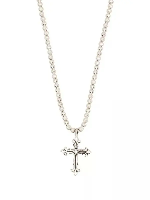 Emanuele Bicocchi Fleury Cross Beaded Necklace - Silver