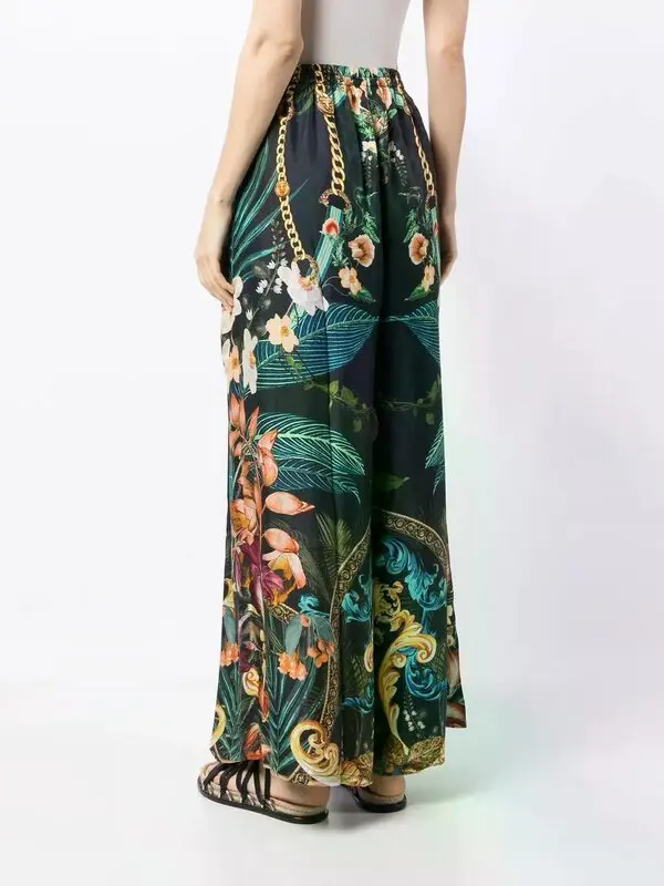 Camilla Graphic-print Silk Wide-leg Trousers