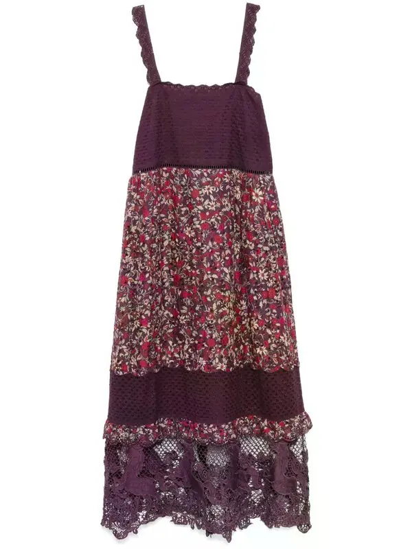 Farm Rio Chelsea Garden Embroidered Midi Dress - Purple