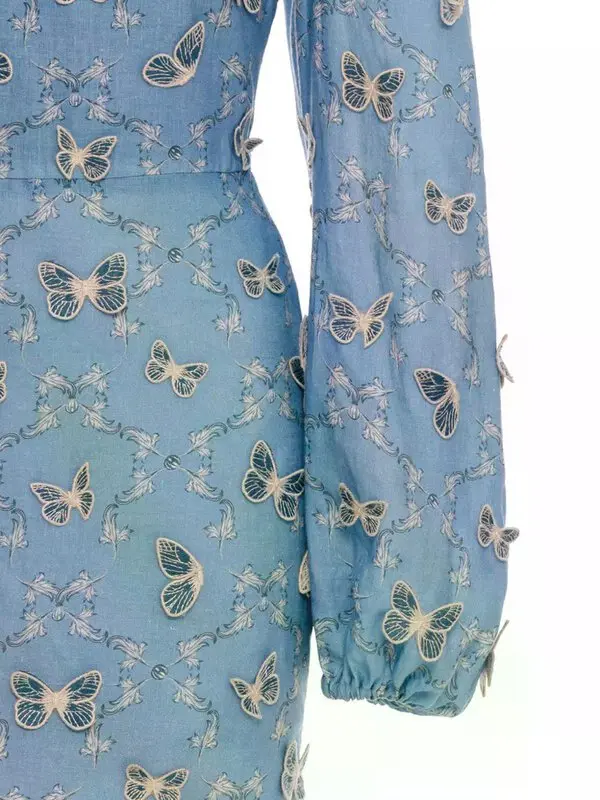 Agua Bendita Guaba Butterfly Print Mini Dress