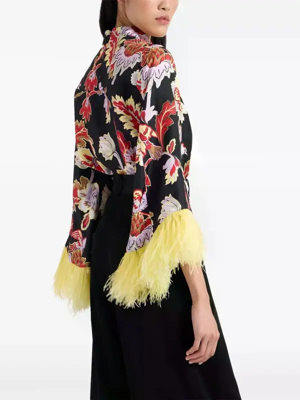 La DoubleJ Make An Exit" Blouse With Feather Detailing - Black