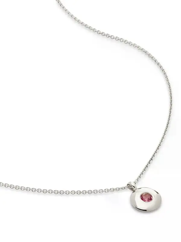 Monica Vinader October Birthstone Pink Tourmaline Necklace - Silver