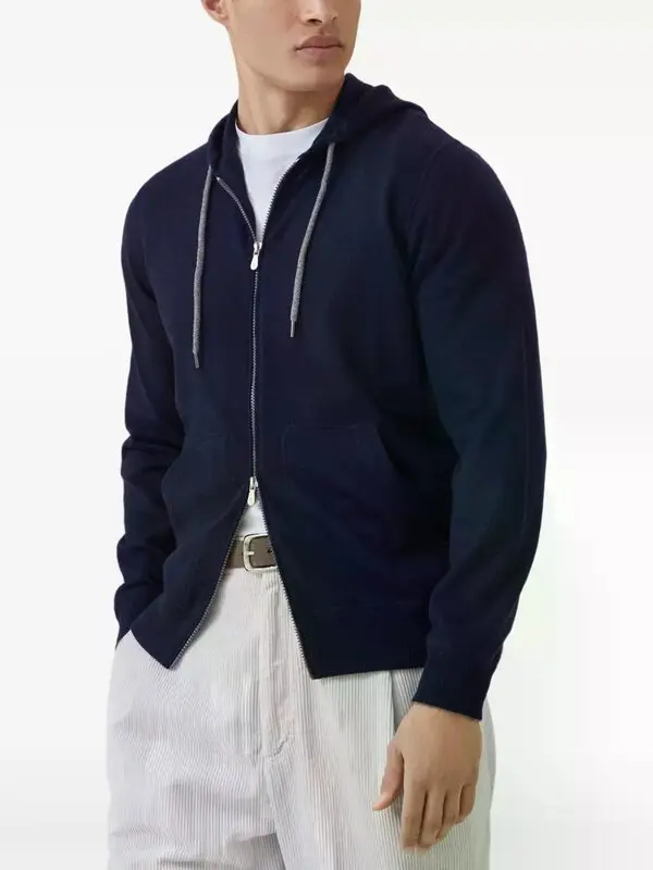 Brunello Cucinelli Drawstring Zipped Cashmere Hoodie