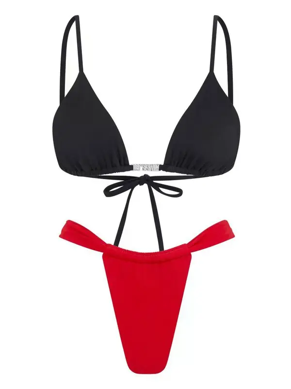 LET'S SWIM Triangle Bikini Top - Black