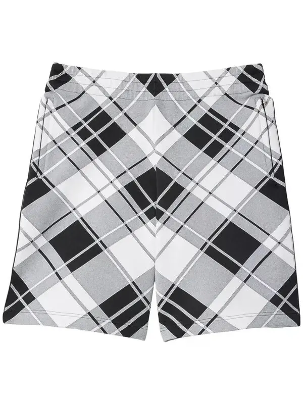 Burberry Mid-rise Check-print Knee-length Shorts - Grey